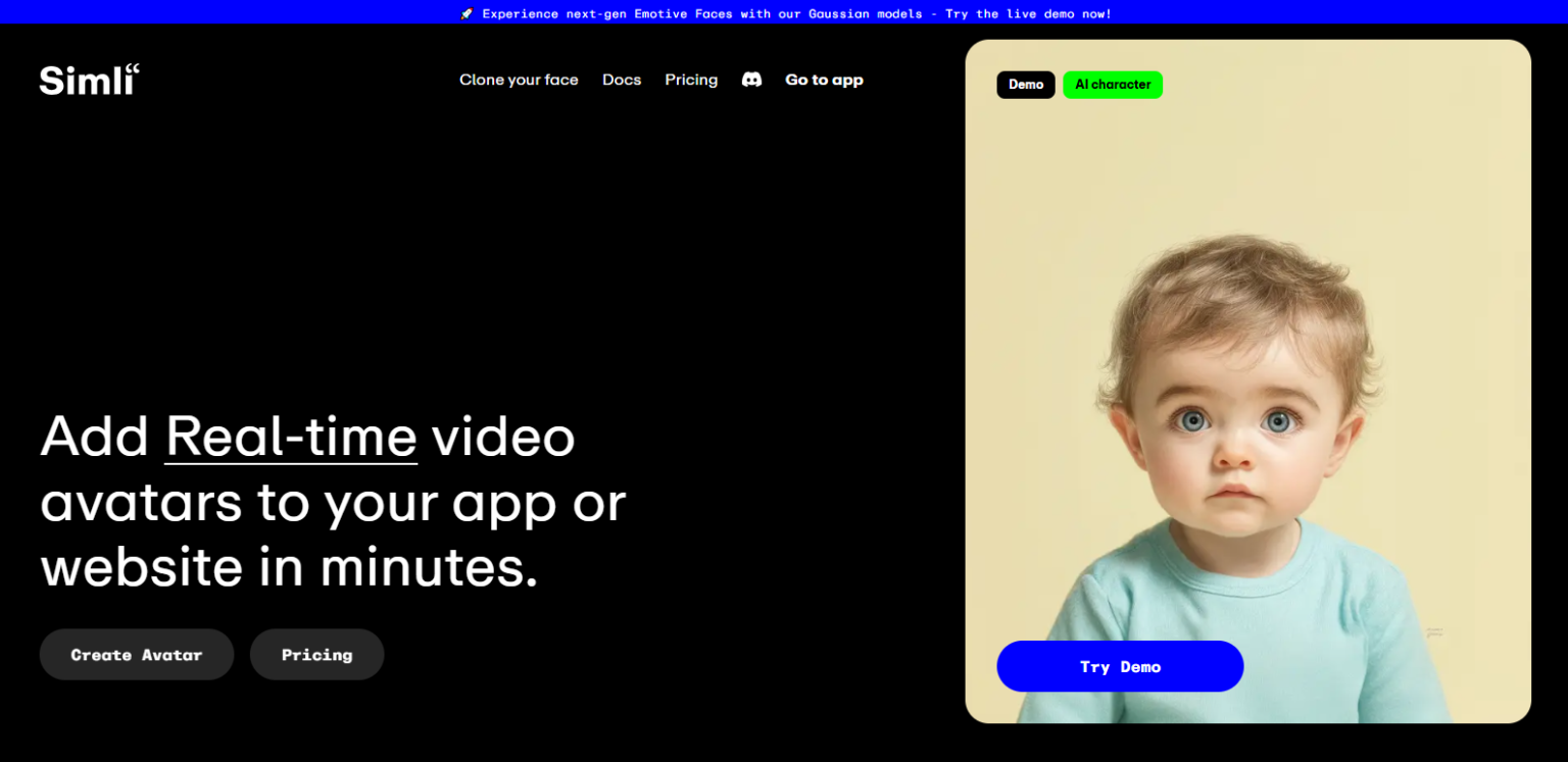 Simli – Fast, Lifelike AI Video Avatars for Real-Time Interactions