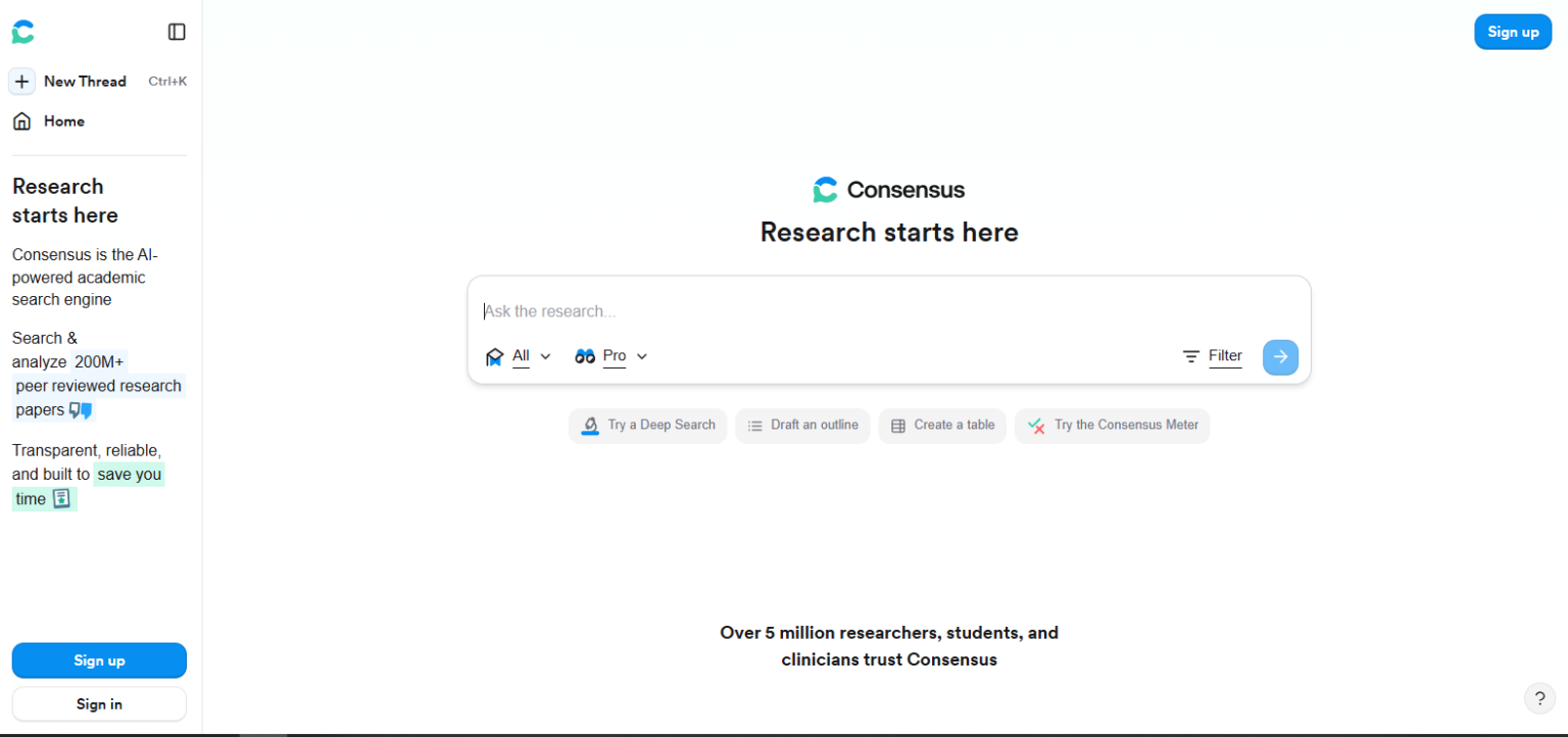 Consensus — AI Academic Research Engine